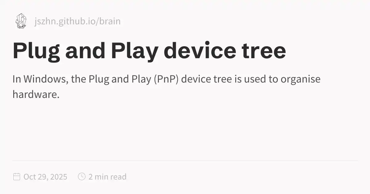 Plug and Play device tree