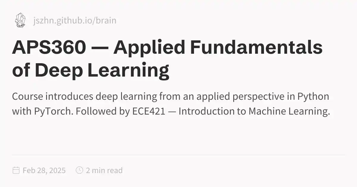 APS360 — Applied Fundamentals of Deep Learning