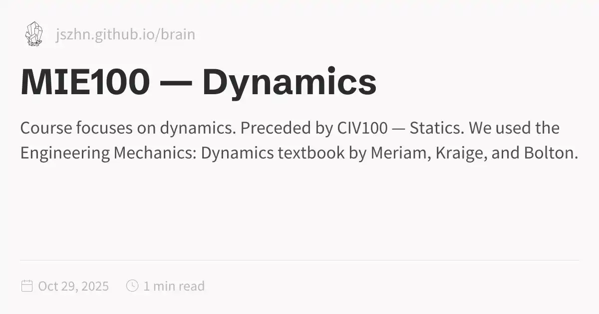 MIE100 — Dynamics